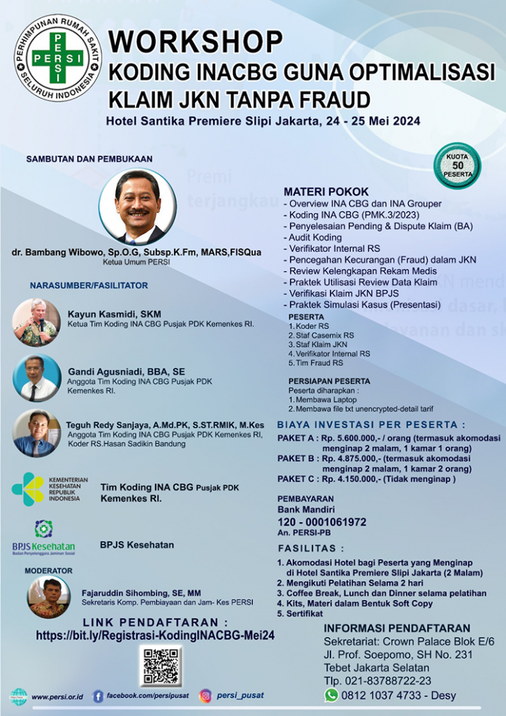 Workshop Koding INA CBG Guna Optimalisasi Klaim JKN Tanpa Fraud – PERSI
