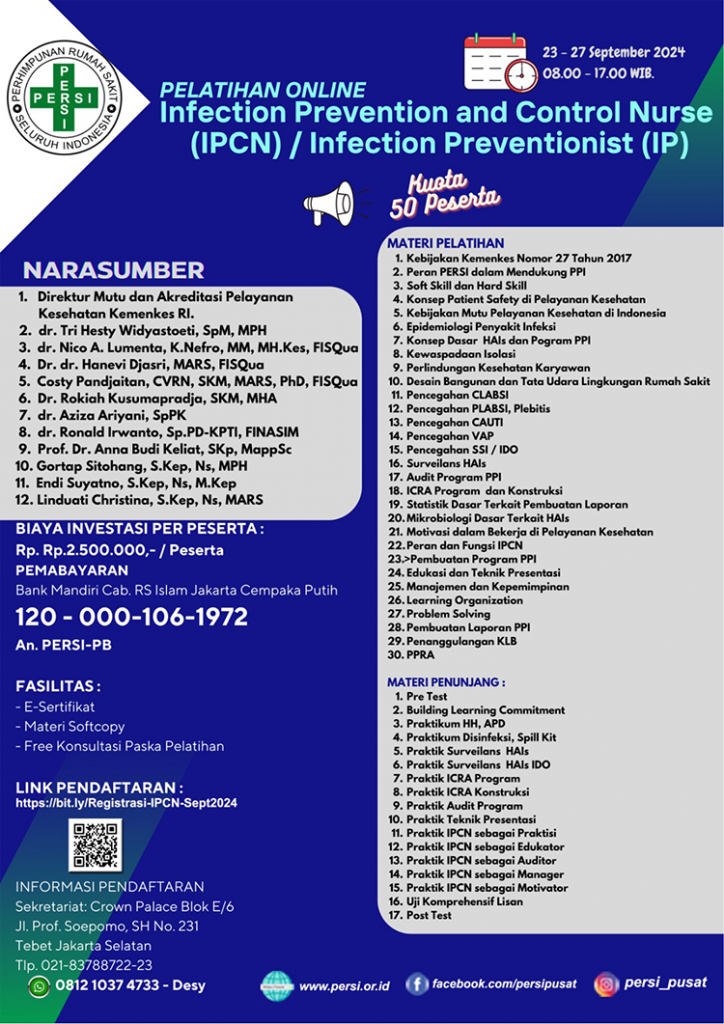 Pelatihan Infection Prevention and Control Nurse (IPCN) / Infection ...
