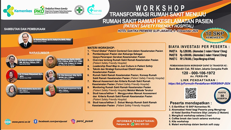 Workshop Transformasi Rumah Sakit Menuju Rumah Sakit Ramah Keselamatan Pasien (Patient Safety ...